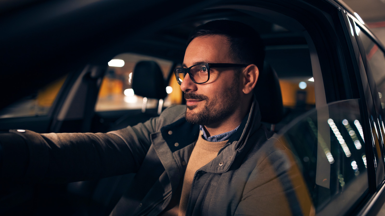 Man Driving Car Night